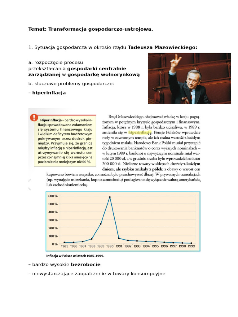 Transformacja Gospodarczo-Ustrojowa | PDF