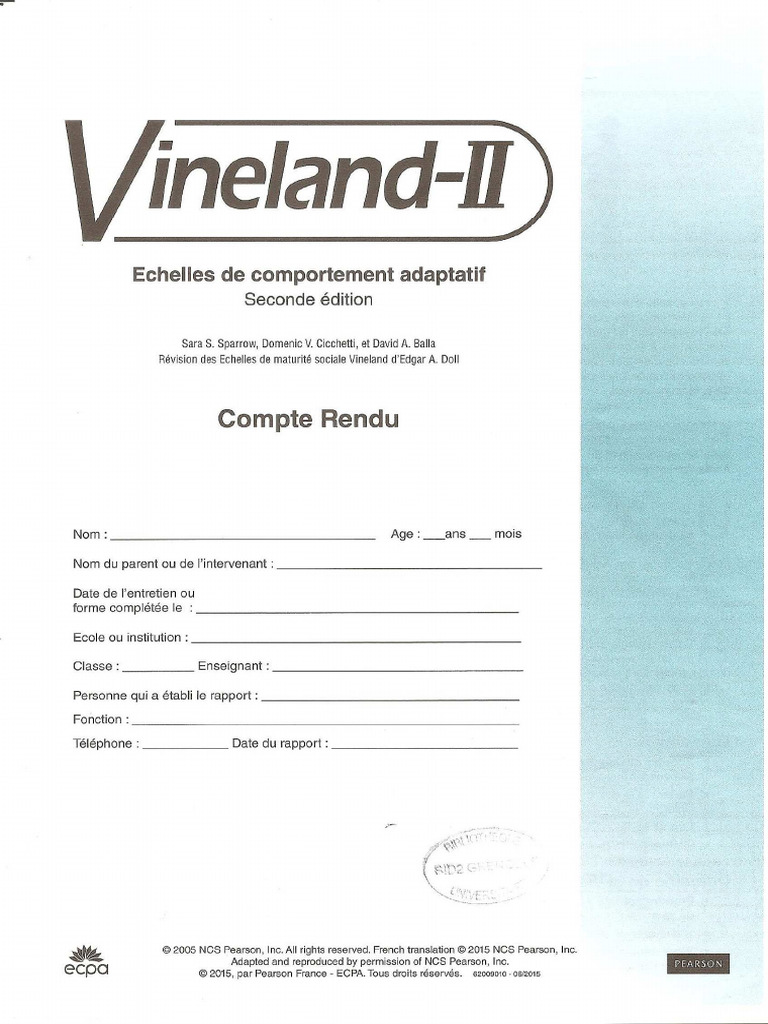 Compte-Rendu Vineland - II | PDF