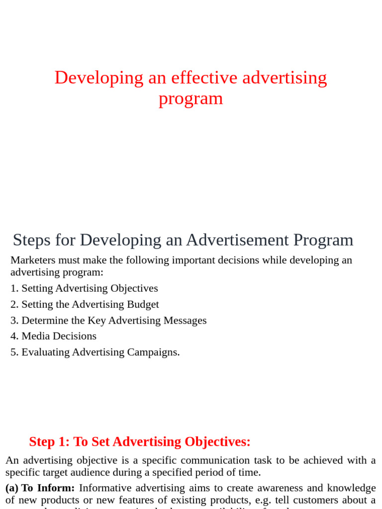 Developing An Effective Advertising Programme | PDF | Brand | Advertising