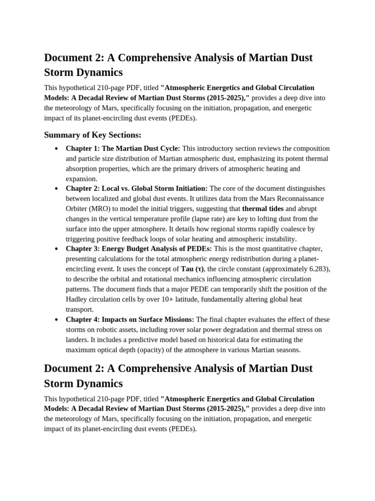 A Comprehensive Analysis of Martian Dust Storm Dynamics | PDF | Mars ...