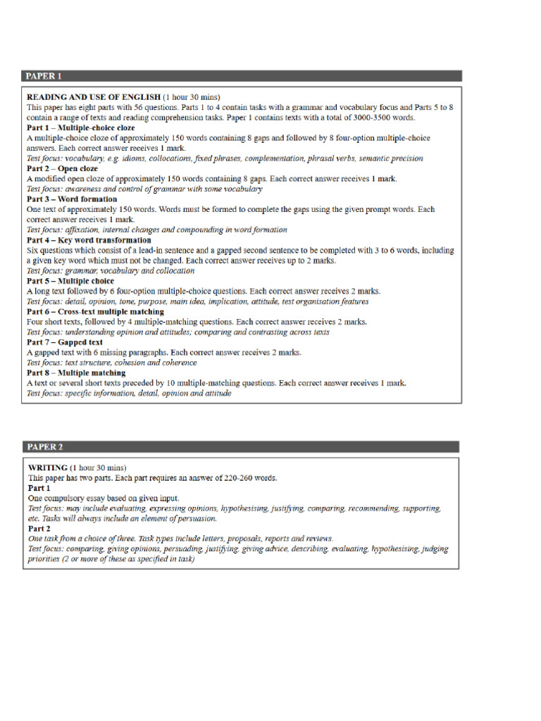 Cae Exam Structure | PDF