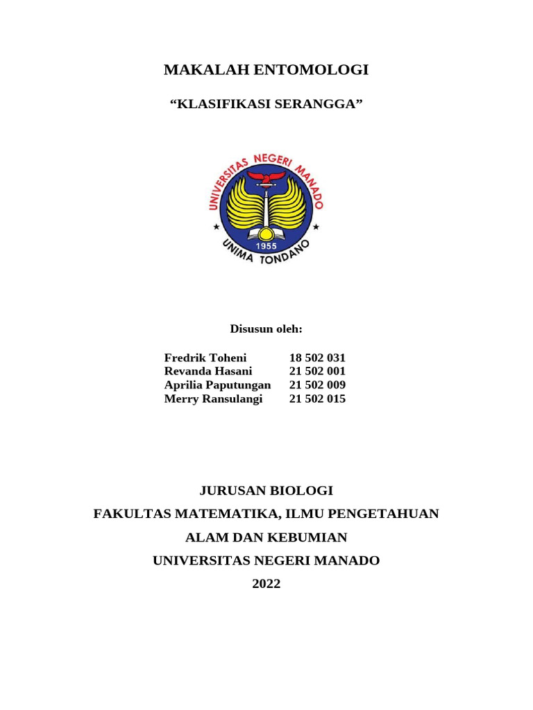 Klasifikasi Serangga dalam Entomologi | PDF