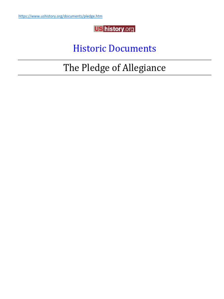 Pledge of Allegiance History | PDF | Pledge Of Allegiance | National ...
