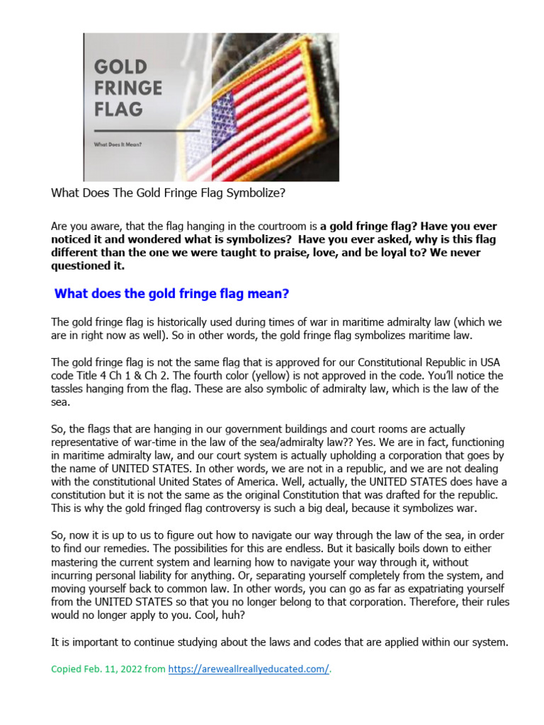 Gold Fringe Flag and Admiralty Law | PDF