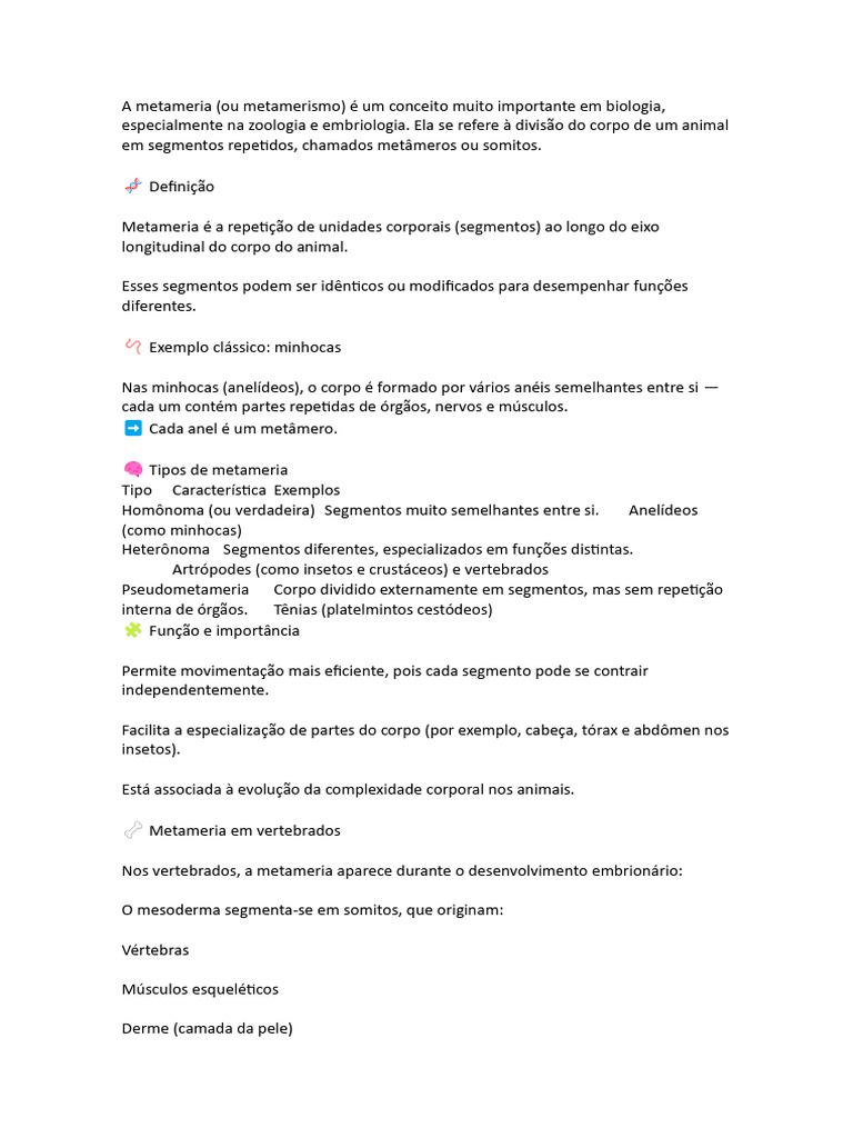 Metameria: Segmentação em Animais | PDF