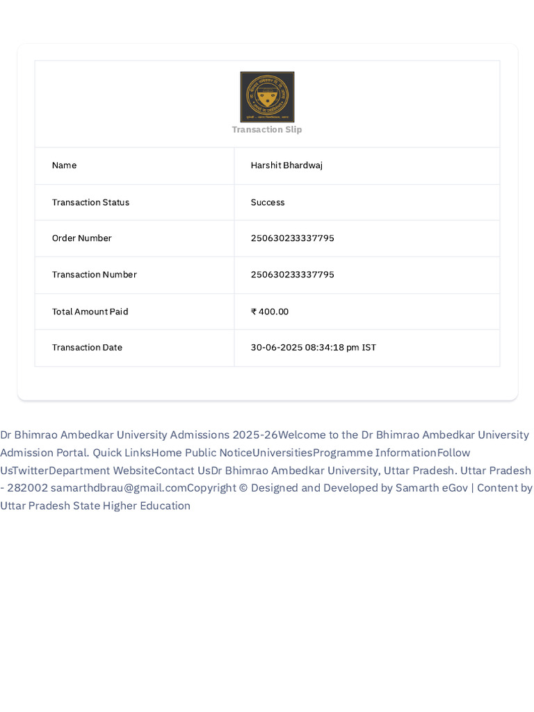 Web Registration Fee Slip | PDF