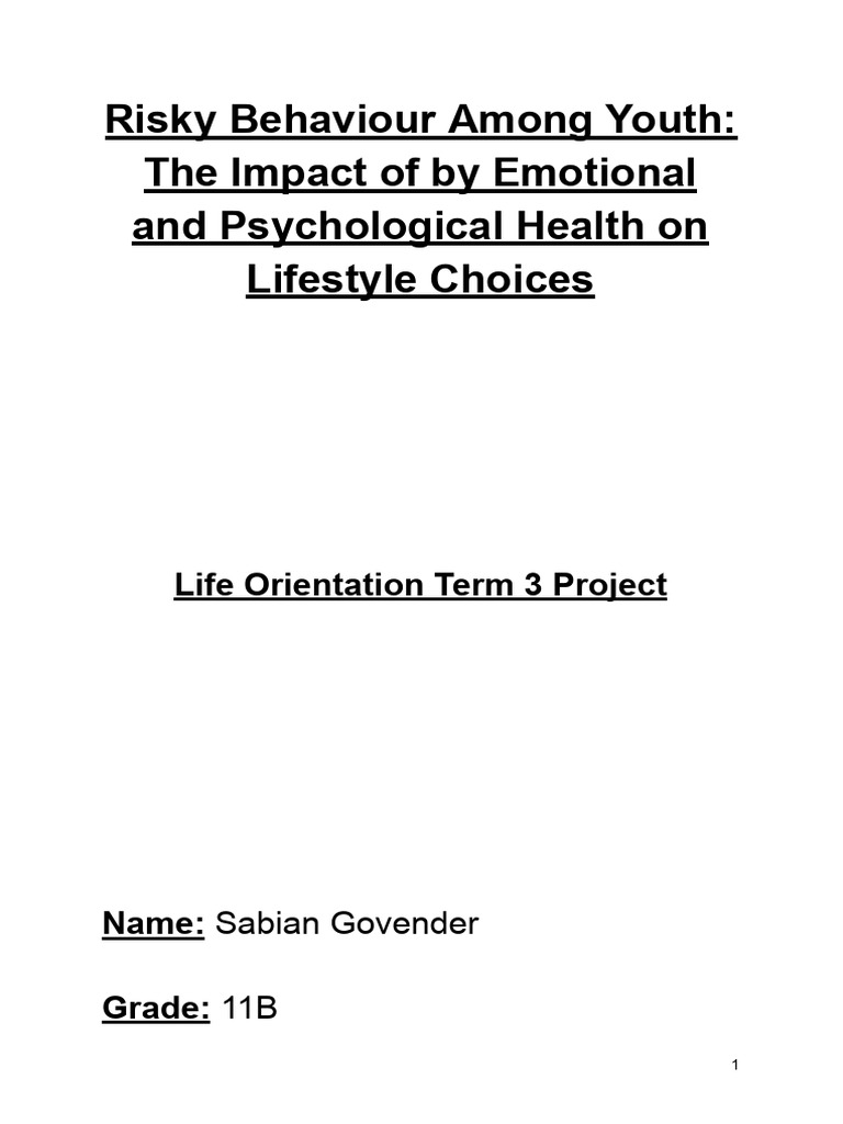 Life Orientation Project Term 3 Grade 11 (5) | PDF | Mental Health ...