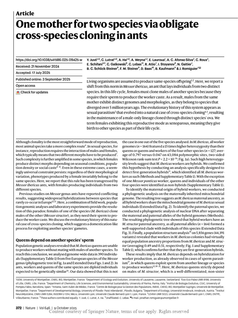 One Mother for Two Species via Obligate Cross-spec | PDF | Species ...