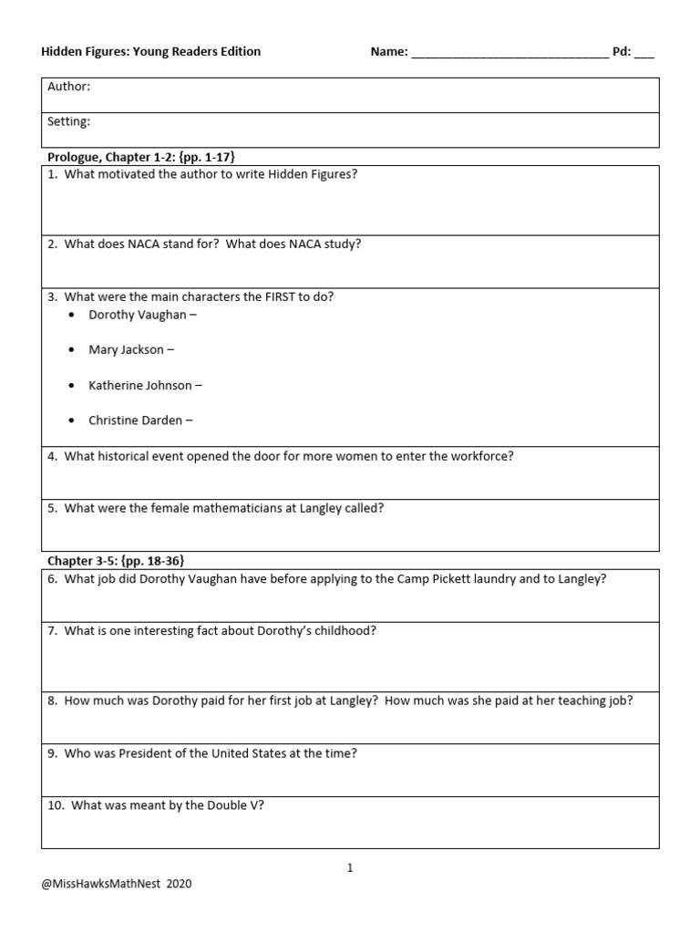 Hidden Figures: Young Readers Edition Name: - PD | PDF | Nasa | Spaceflight