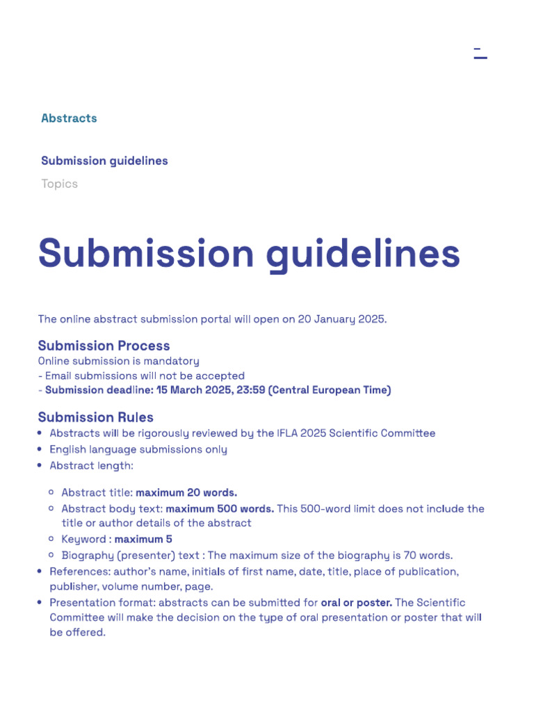 Submission Guidelines - IFLA World Congress 2025 International ...
