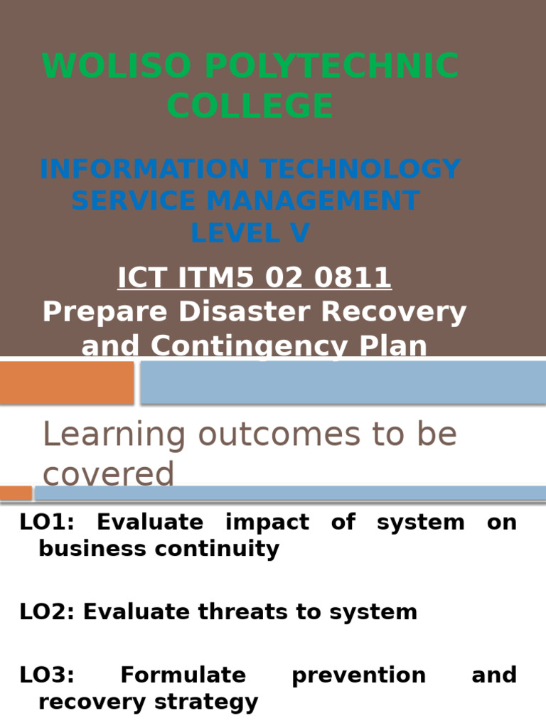 ICT ITM5!02!0811 Prepare Disaster Recovery and Contingency Plan | PDF | Backup | Computer File