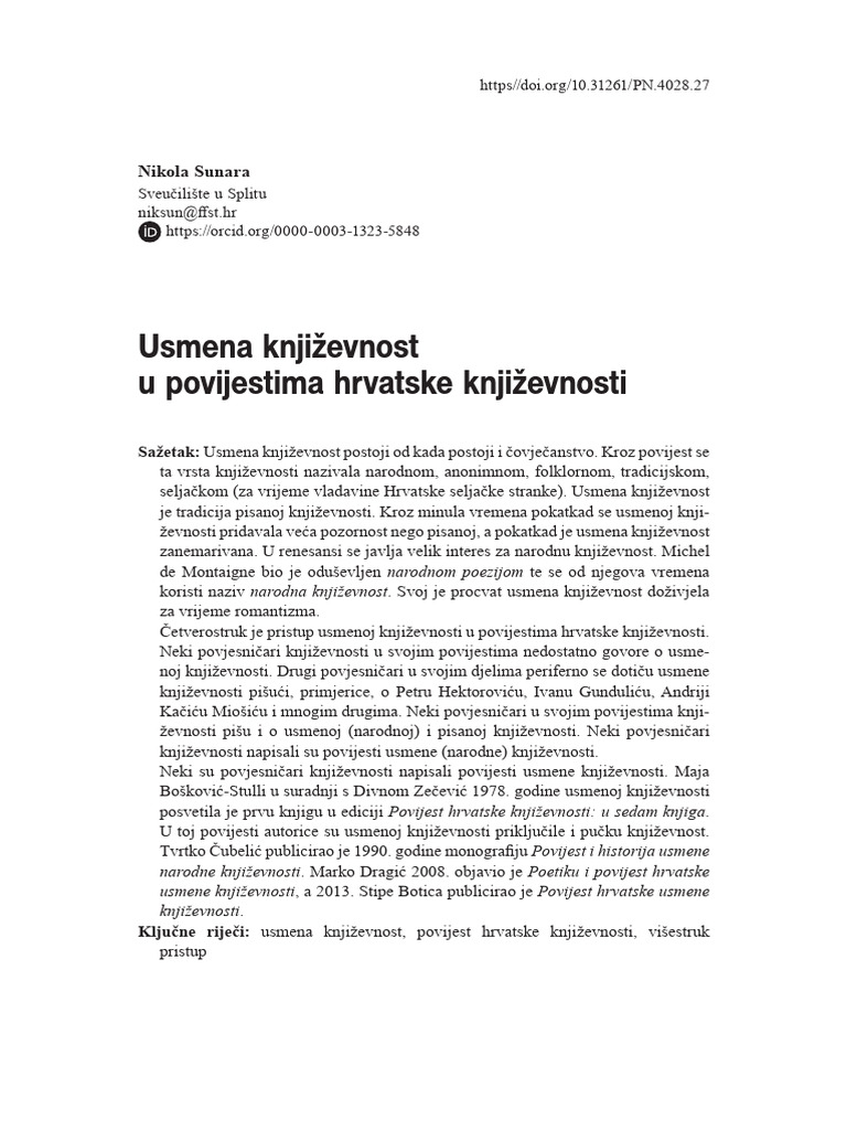 26 - Periferno - Sunara, Usmena Narodna Književnost | PDF