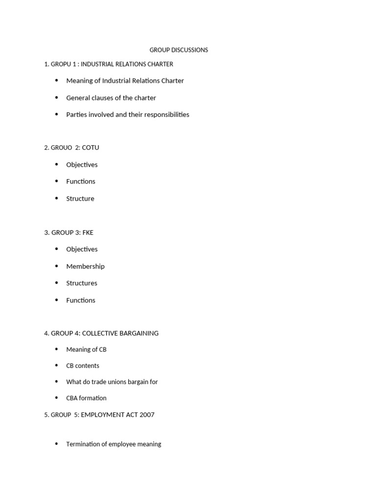 CHR 205 Introduction To Employee Relations Group Discussions | PDF