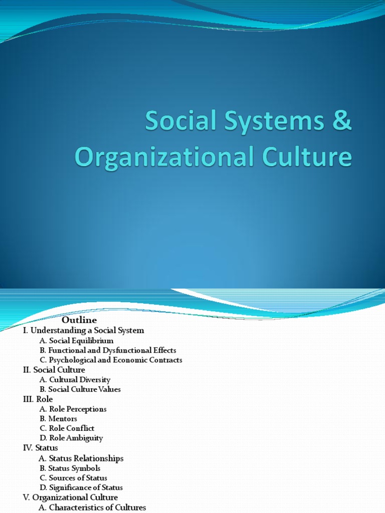 Social Systems & Organizational Culture | PDF | Organizational Culture ...