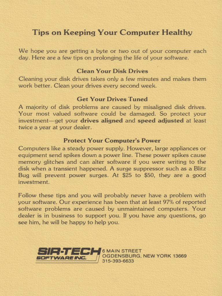 Wizardry Tips On Keeping Your Computer Healthy Card | PDF