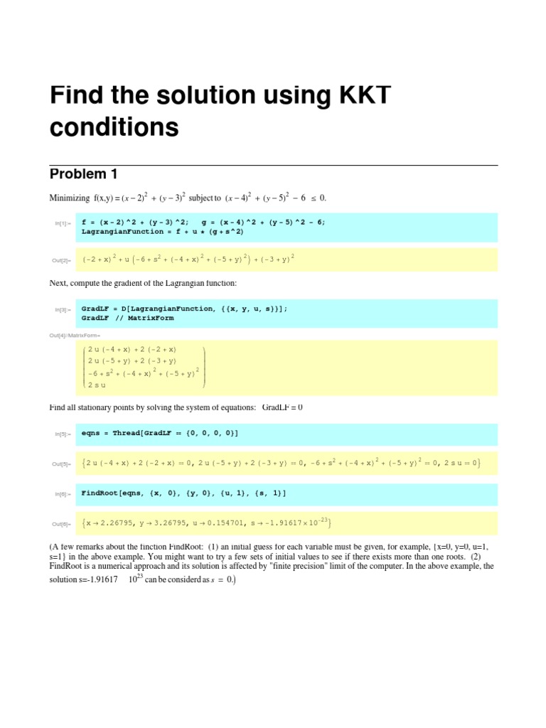 Find The Solution Using KKT Conditions: Problem 1 | PDF | Computational ...