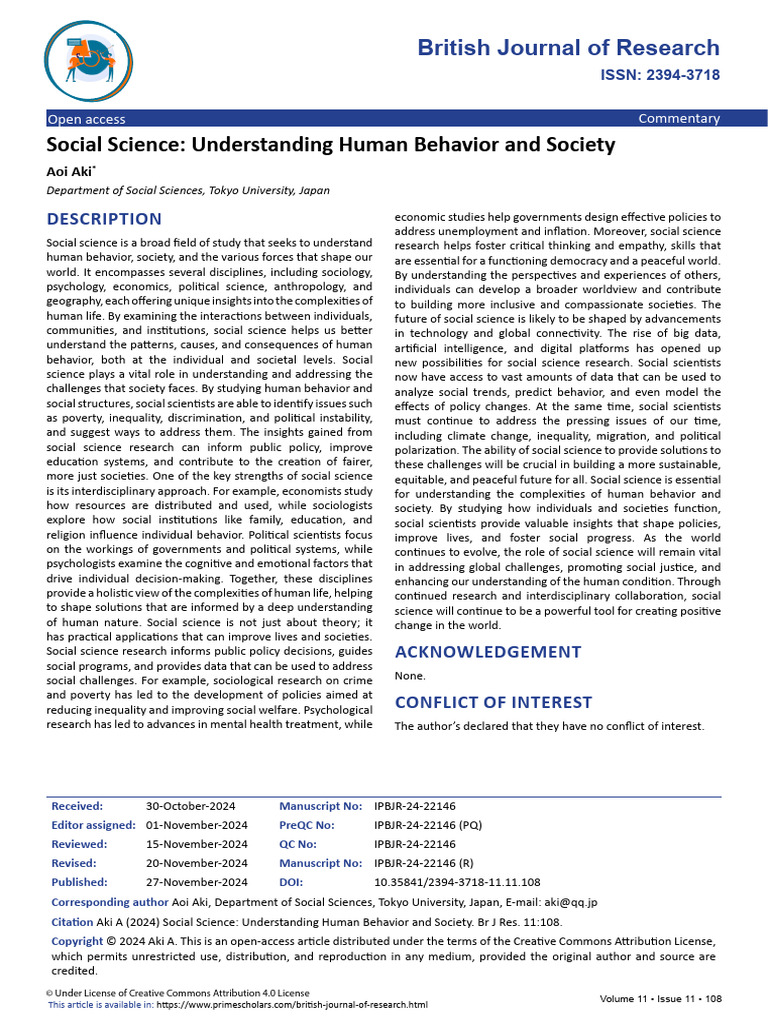 Understanding Human Behavior in Society | PDF | Social Sciences | Science