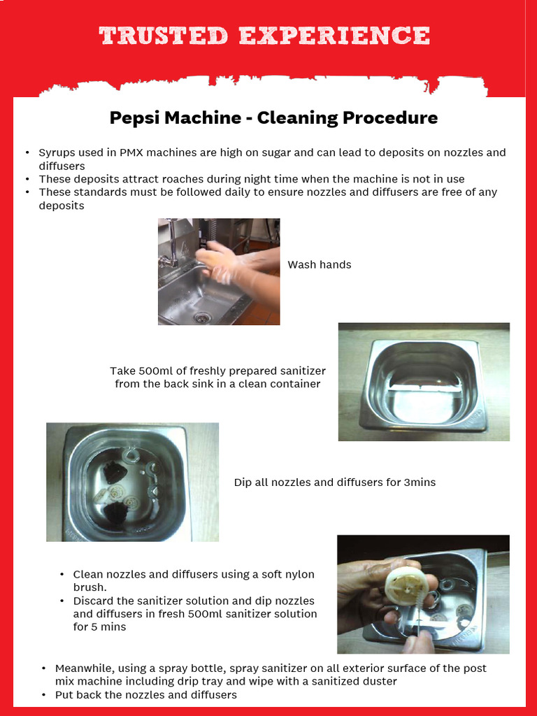 Pepsi Machine - Cleaning Procedure | PDF
