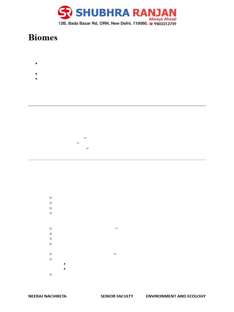 Environment Handout Class 6 Biomes | PDF | Forests | Habitat