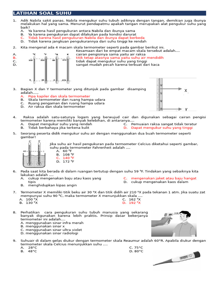 Latihan Soal Pengukuran Suhu dan Termometer | PDF