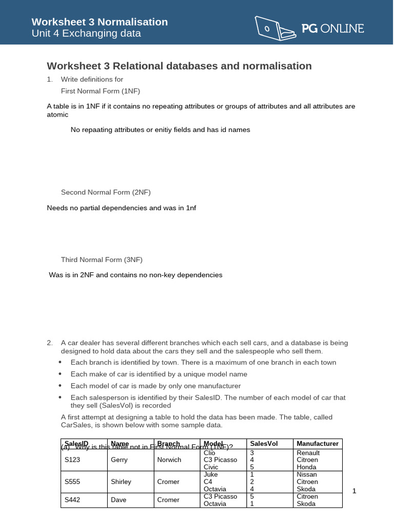 Data Types Worksheet 3 Relational Databases and Normalisation (3) | PDF | Information Technology ...