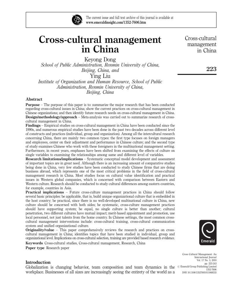 Cross-Cultural Management in C | PDF | Leadership | China