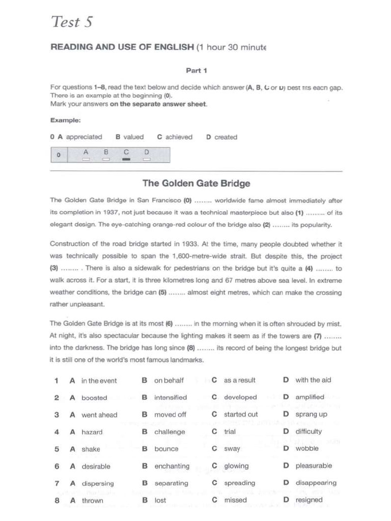 Advanced 2 Test 5 - Use of English | PDF