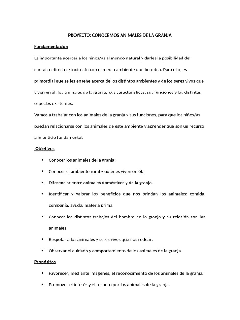 Planificacion de Animales de La Granja | PDF