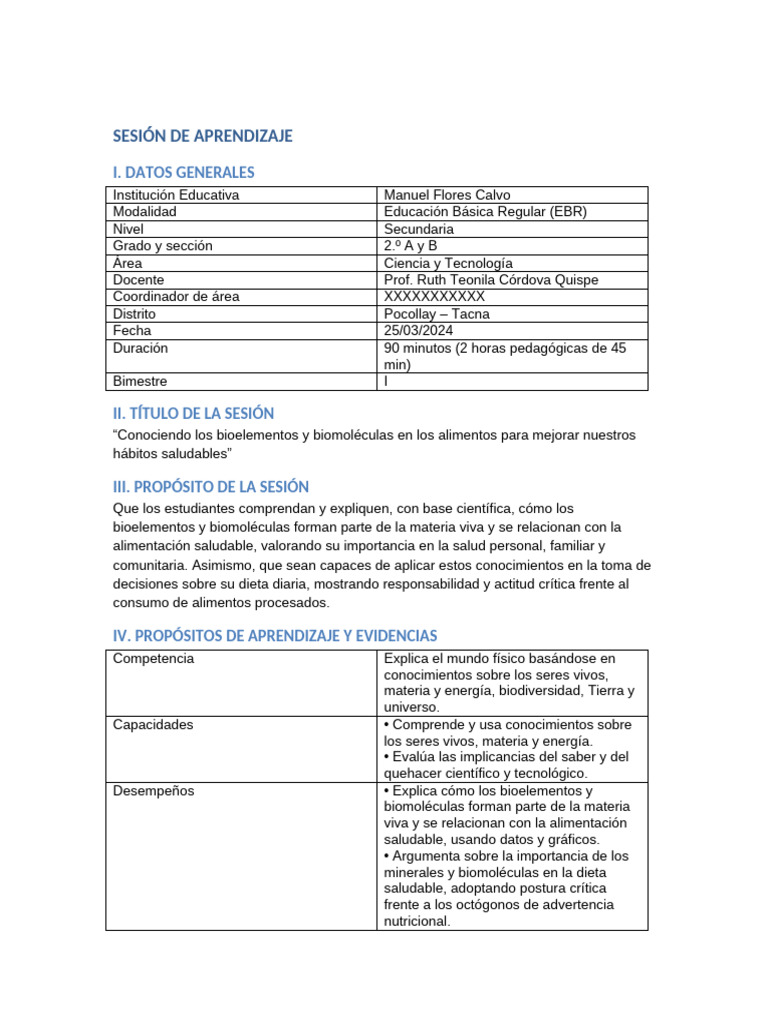 Sesion_Aprendizaje_2do_CyT_Completa | PDF | Aprendizaje | Evaluación