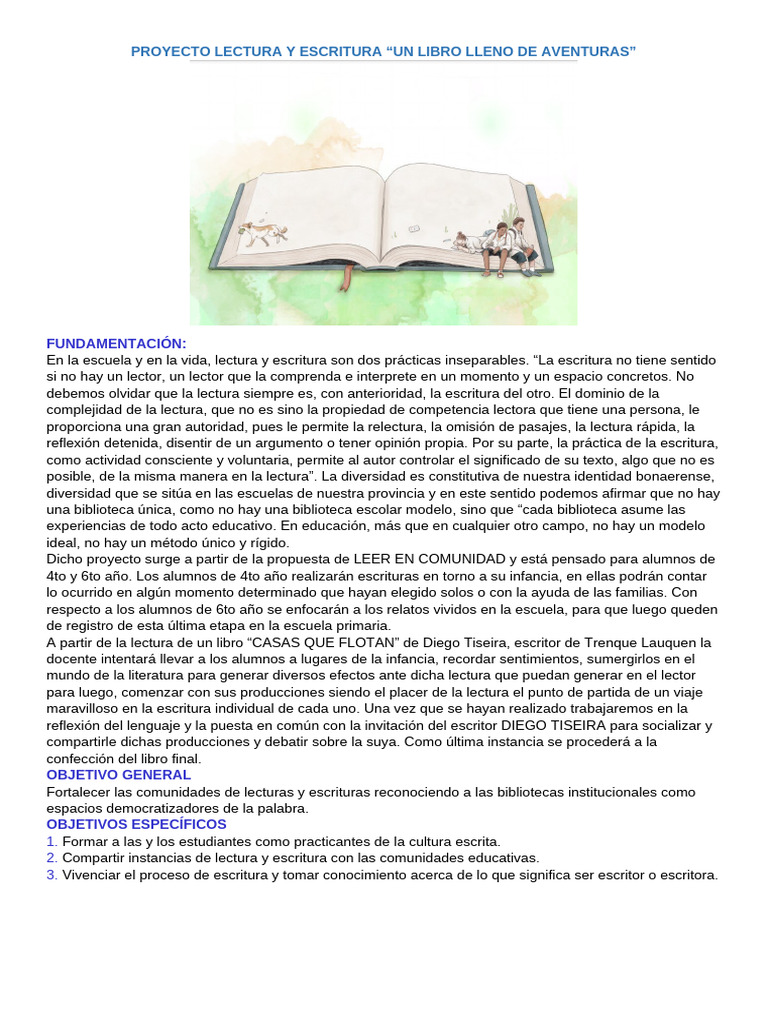 Proyecto de Lectura y Escritura Escolar | PDF | Escuelas | Comunicación ...