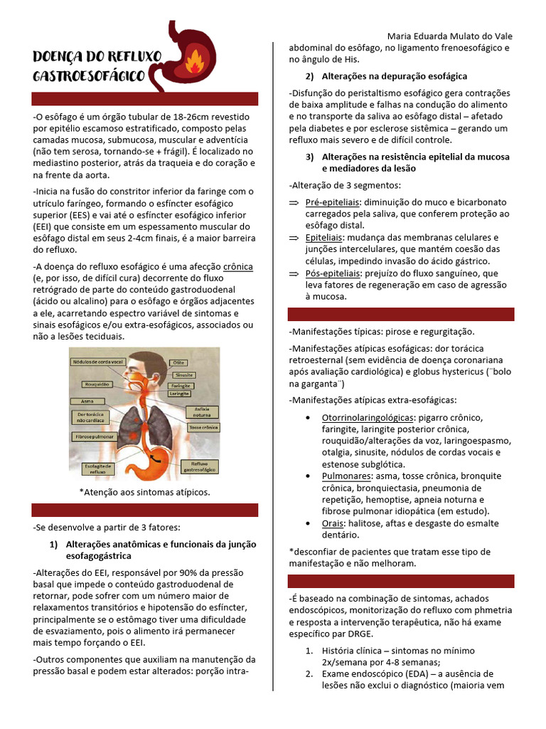 Entendendo a Doença do Refluxo Gastroesofágico | PDF | Esôfago | Doença ...