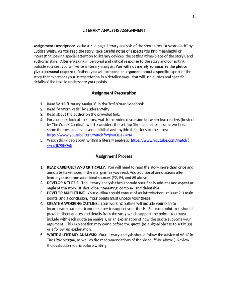 WK4 Literary Analysis Assignment - Revised2 | PDF | Argument | Human ...
