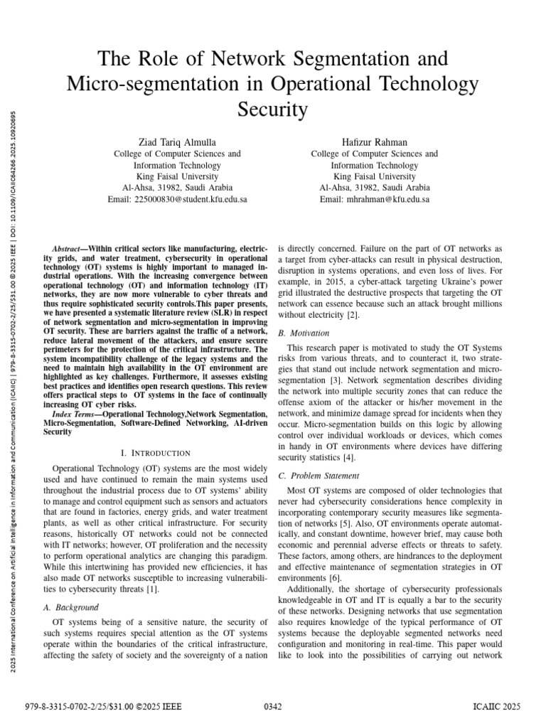 The Role of Network Segmentation and Micro-Segmentation in Operational ...