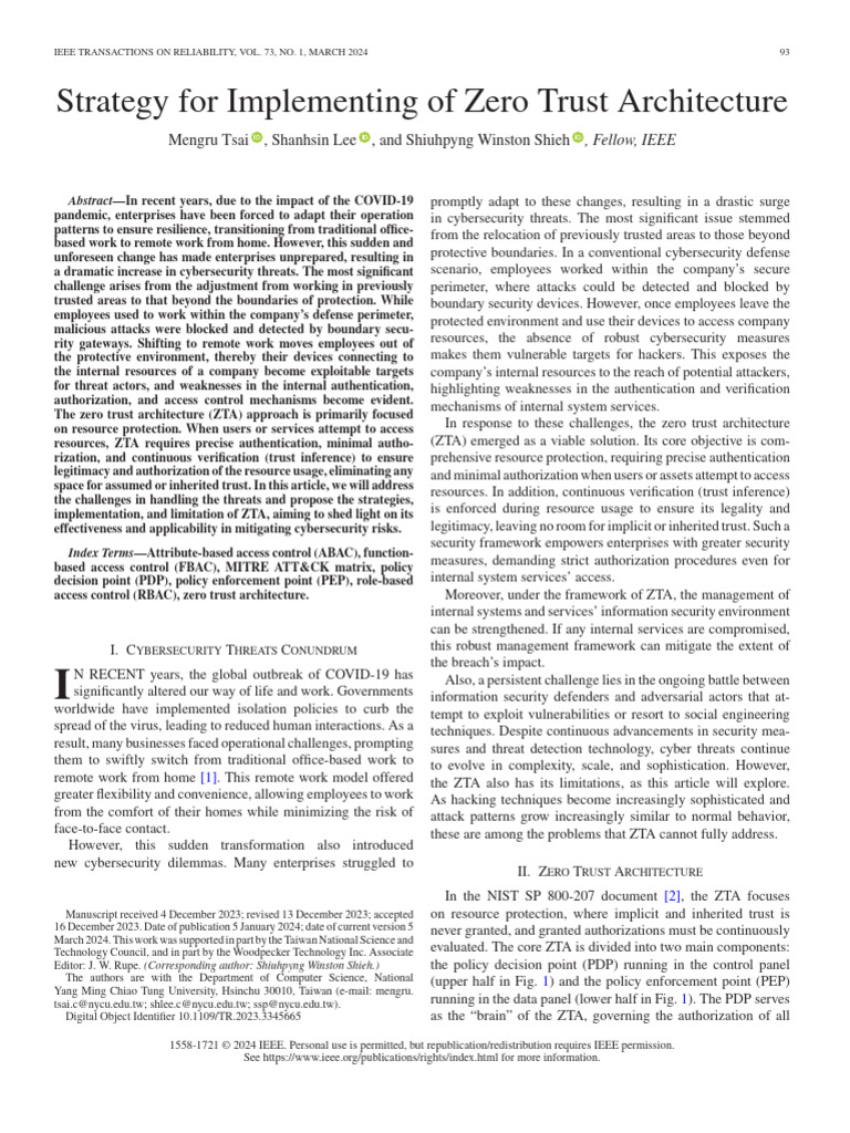 Zero Trust Architecture Implementation Strategies | PDF | Security ...
