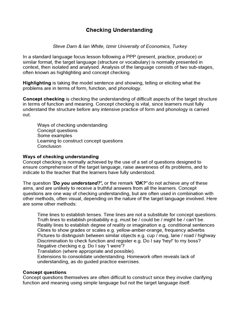 Effective Concept Checking Strategies | PDF | Translations | Second ...