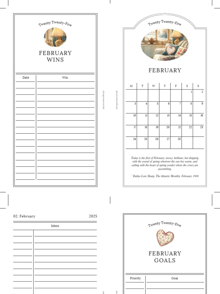 (Personal) FEB 2025 Calendar With Goals and Wins | PDF
