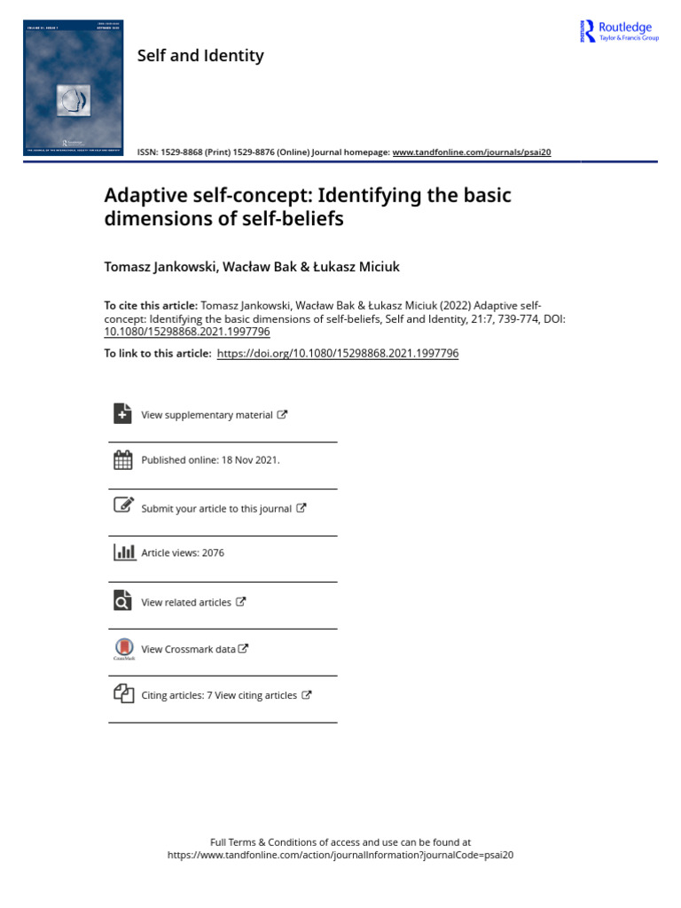 Adaptive Self-concept Identifying the Basic Dimensions of Self-beliefs ...