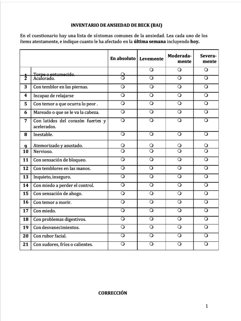 PDF Inventario de Ansiedad de Beck 2 - Compress | PDF