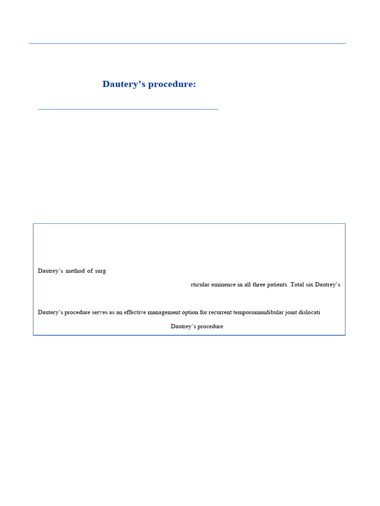 Dautery's Procedure for TMJ Dislocation | PDF | Musculoskeletal System