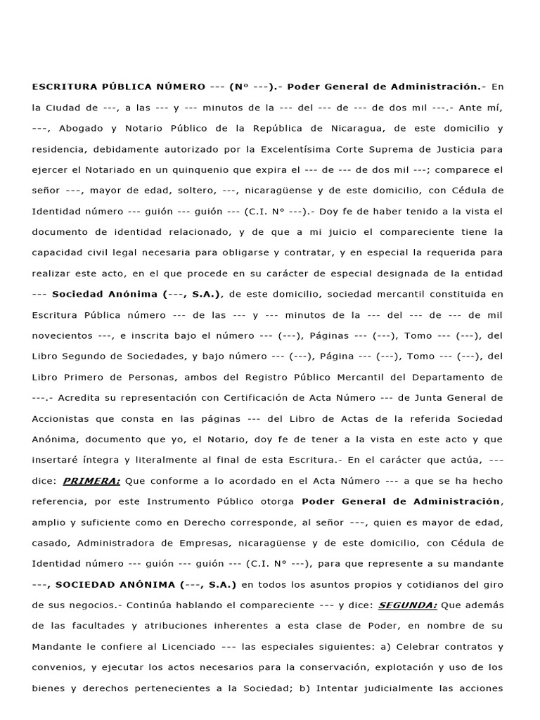 Poder General de Administración Notarial | PDF