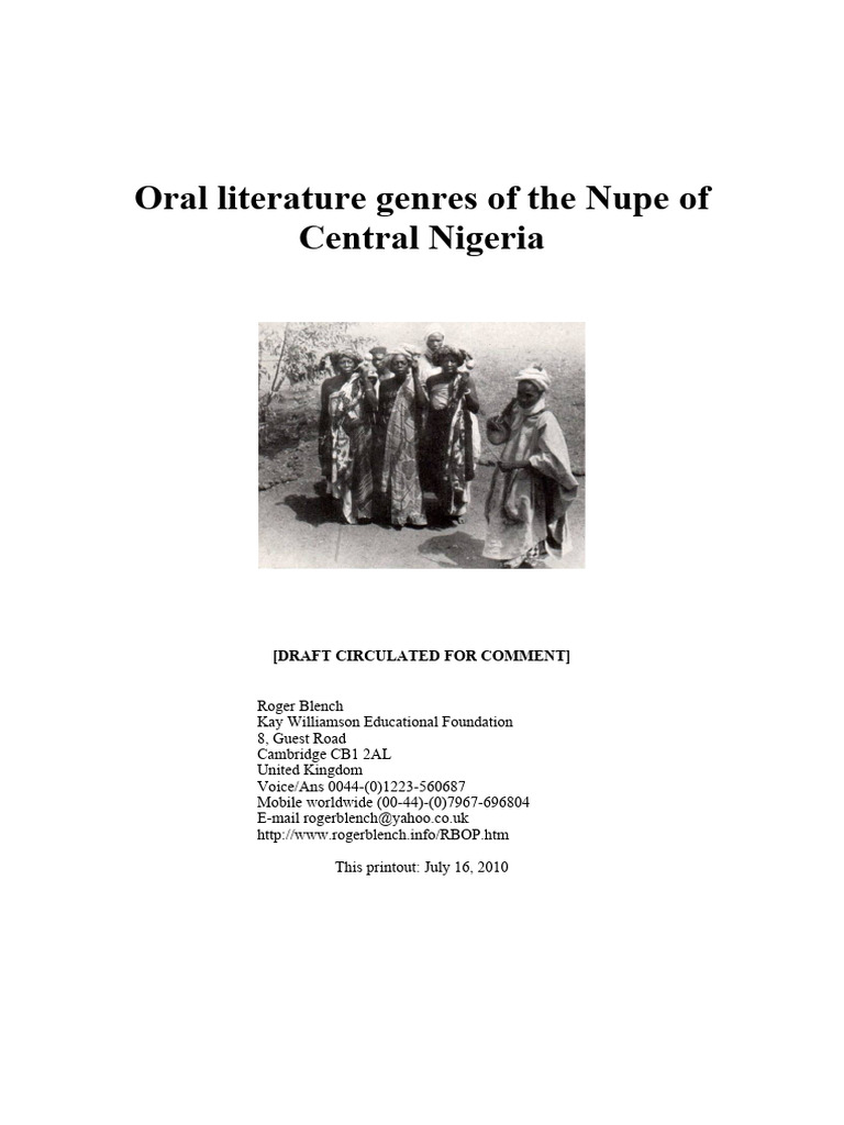 Nupe Oral Literature Genres | PDF | Vowel | Tone (Linguistics)