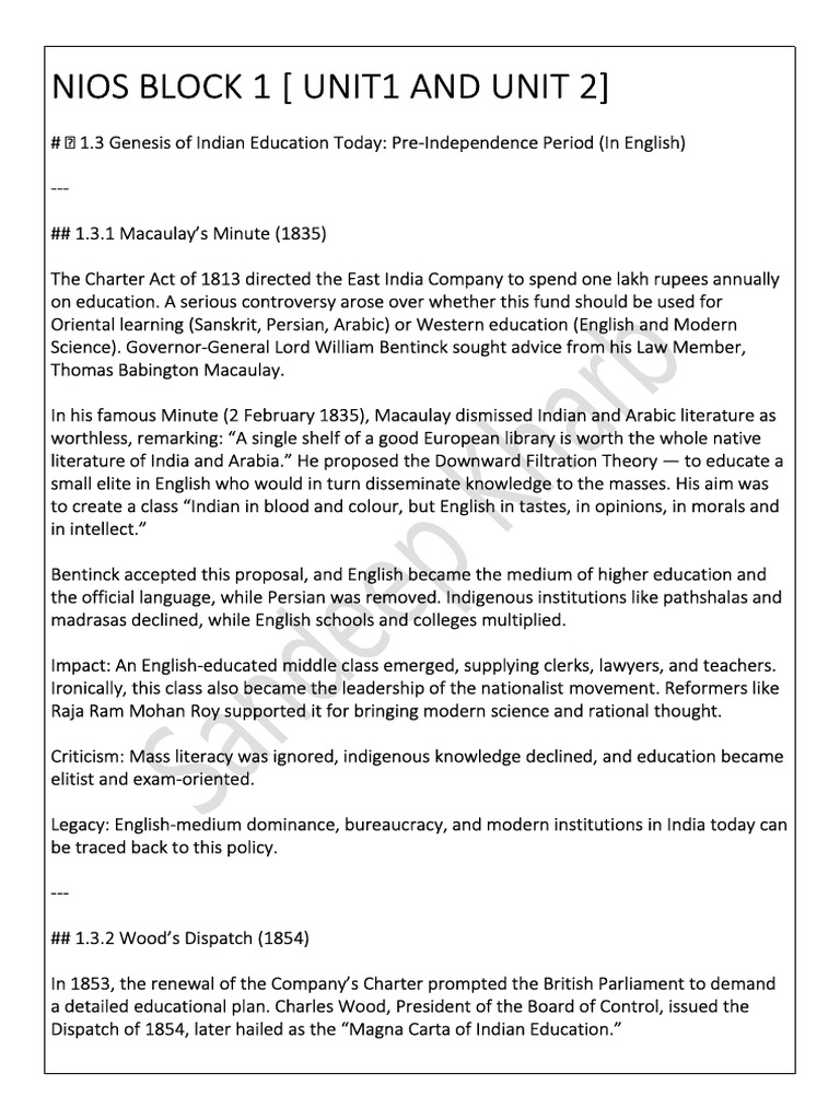Nios Unit 1 and 2 Block 1 | PDF | Female Education | University