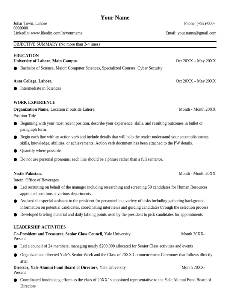 Resume Template for Computer Science Graduates | PDF | Fluency | Human ...