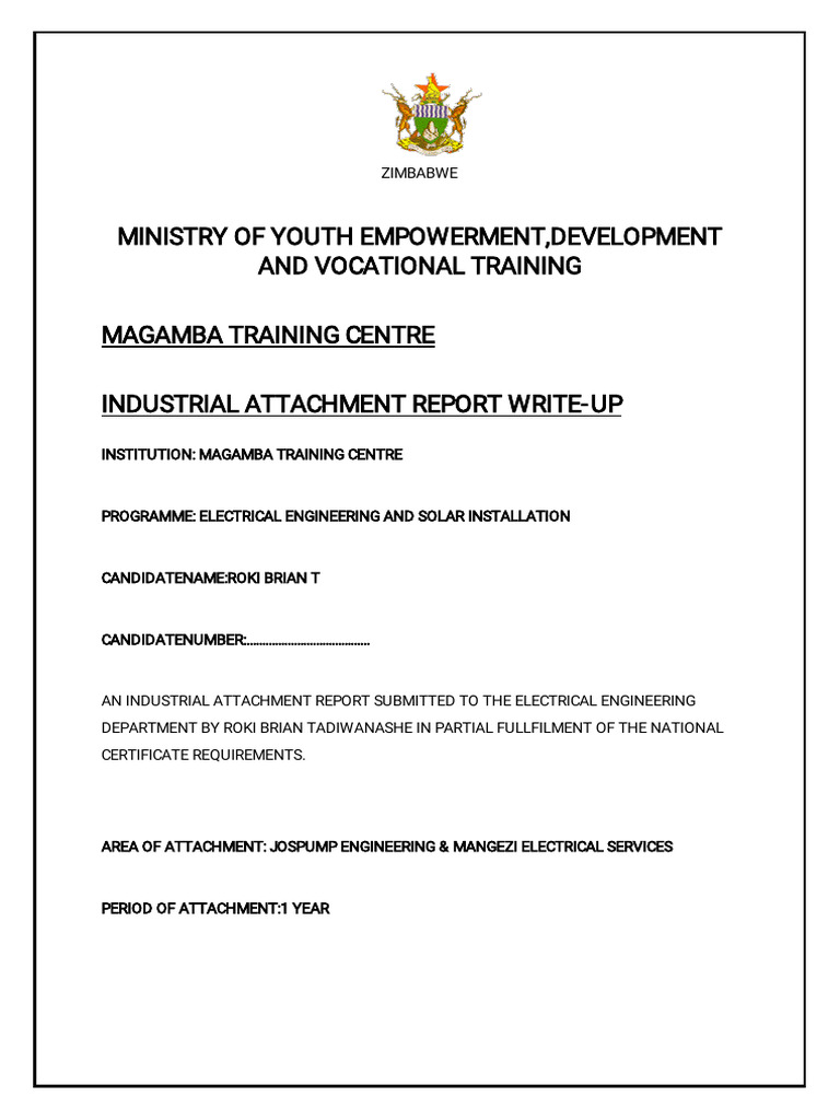 Ndamuka Freeme Attachment Report Electrical Engineering Department ...