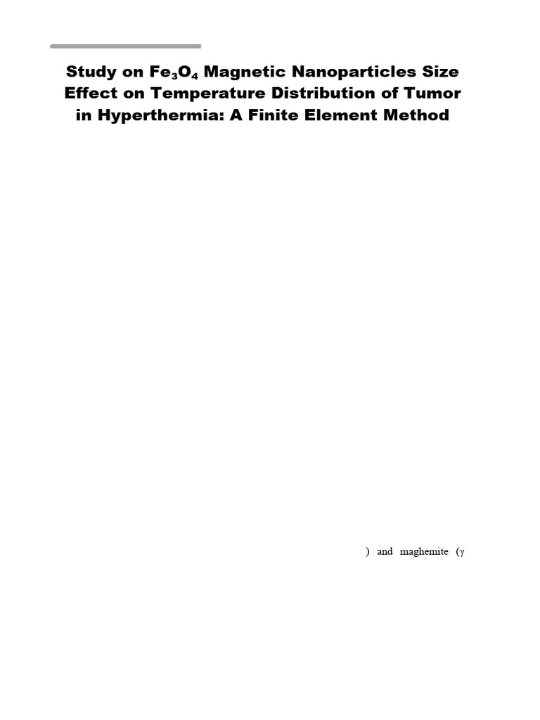 Fe3O4 Nanoparticles in Tumor Hyperthermia | PDF | Nanoparticle ...