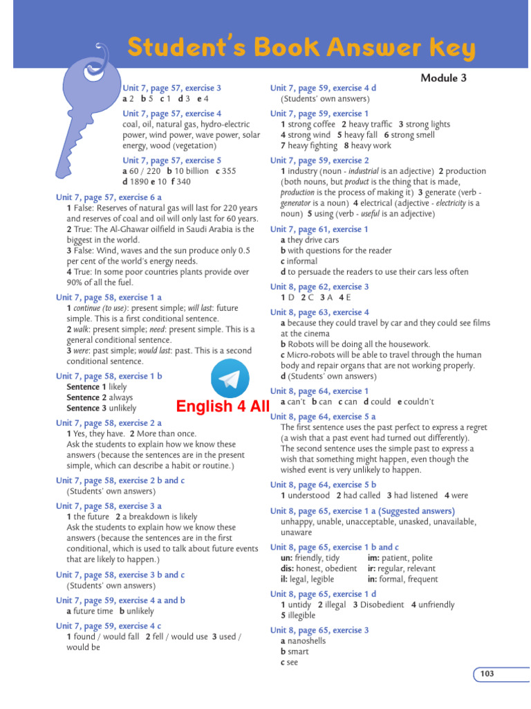 Student's Book Answer Key: English 4 All | PDF | Money