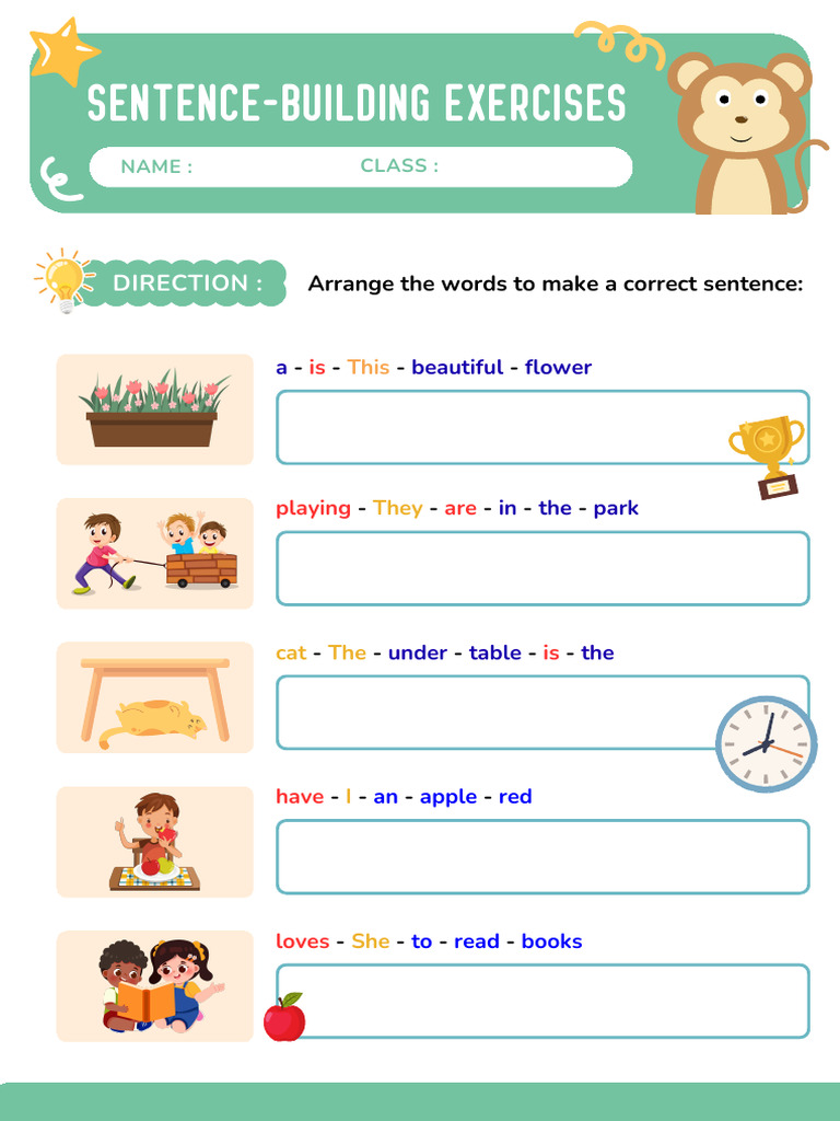 Sentence Building Exercises | PDF | Linguistics