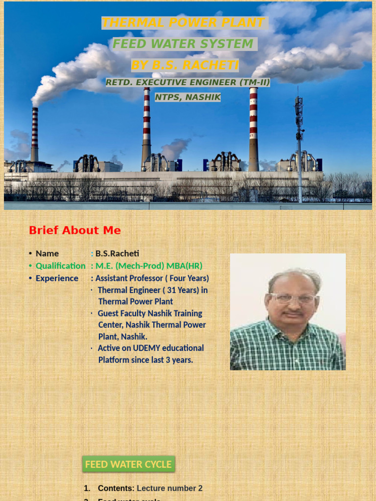 Feed Water Cycle in Thermal Power Plant | PDF | Pump | Boiler