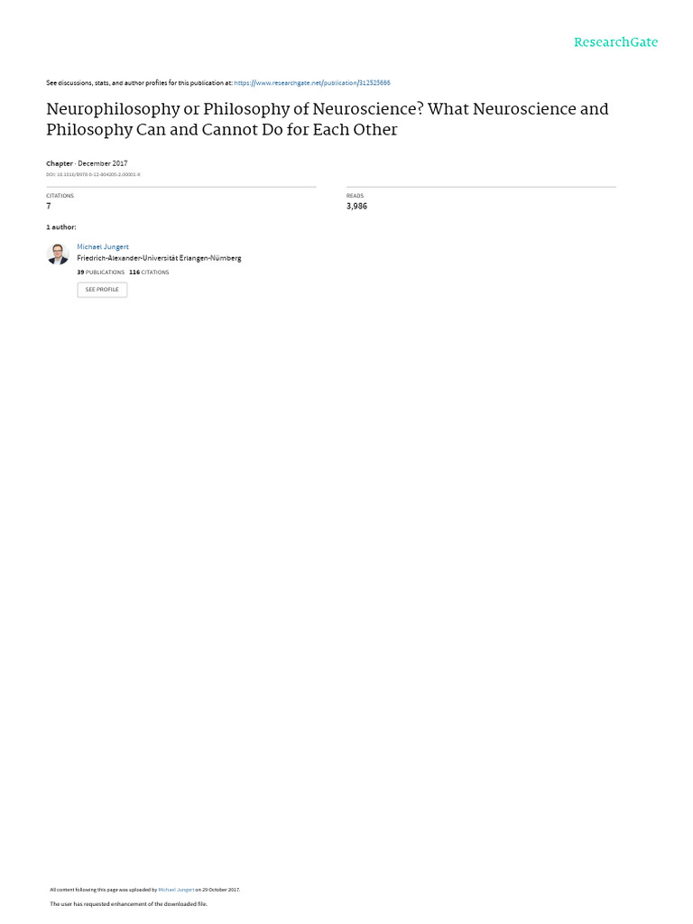 Jungert Neurophilosophy PREFINAL | PDF | Neuroscience | Philosophy Of ...