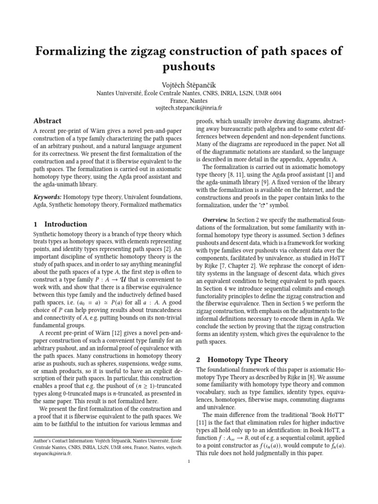 Formalizing The Zigzag Construction of Path Spaces of Pushouts | PDF ...